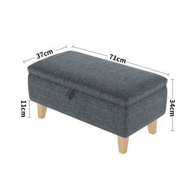 Grey Linen Upholstered Storage Footstool