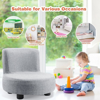 Grey Low-Seat Linen Single Sofa for Living rooms,Bedrooms and Lounge Room