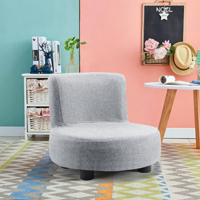 Grey Low-Seat Linen Single Sofa for Living rooms,Bedrooms and Lounge Room