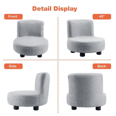 Grey Low-Seat Linen Single Sofa for Living rooms,Bedrooms and Lounge Room