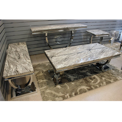 Grey Marble Top Modern Console Table Hallway Side Table Living Room ...