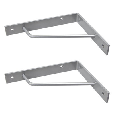 Grey/Matt Silver Shelf Brackets Heavy Duty Steel Modern Design 180mm L ...
