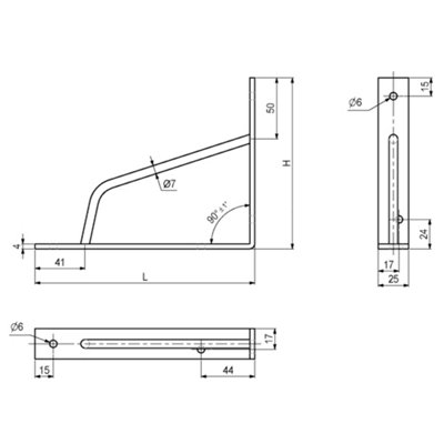 Grey/Matt Silver Shelf Brackets Heavy Duty Steel Modern Design 180mm L ...