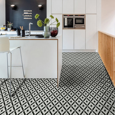 Grey Modern Designer Effect Anti-Slip Vinyl Flooring for Home, Shops ...