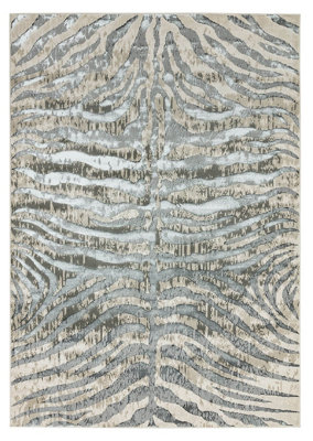 Grey Modern Easy to Clean Animal Rug For Dining Room Bedroom And Living ...