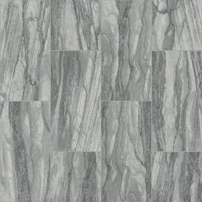 Grey Modern Marble Effect Anti-Slip Vinyl Flooring for Home, Shops ...