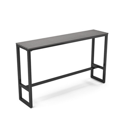 Grey Modern Rectangular Metal Frame WPC Garden Bistro High Bar Table ...