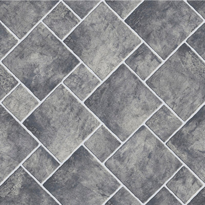 Grey Modern Stone Effect Anti-Slip Vinyl Flooring for Bathroom ...