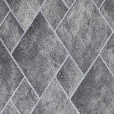 Grey Modern Stone Effect Anti-Slip Vinyl Flooring for Bathroom ...