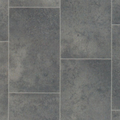 Grey Modern Stone Effect Anti-Slip Vinyl Flooring for Bathroom ...