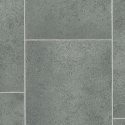 Grey Modern Stone Effect Anti-Slip Vinyl Flooring for Home, Shops ...