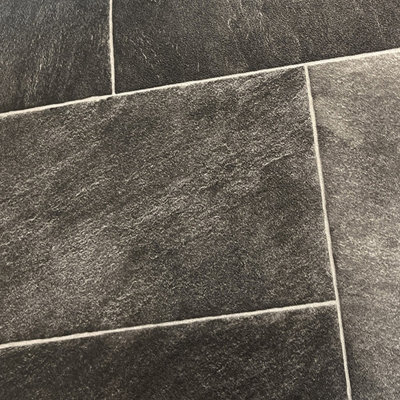 Grey Modern Stone Effect Anti-Slip Vinyl Flooring for Home, Shops ...