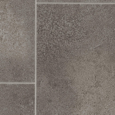 Grey Modern Tile Effect Anti-Slip Vinyl Flooring for Home, Shops ...