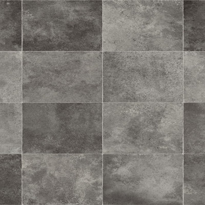 Grey Modern Tile Effect Anti-Slip Vinyl Flooring for Home, Shops ...