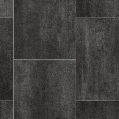 Grey Modern Tile Effect Anti-Slip Vinyl Flooring for Home, Shops ...
