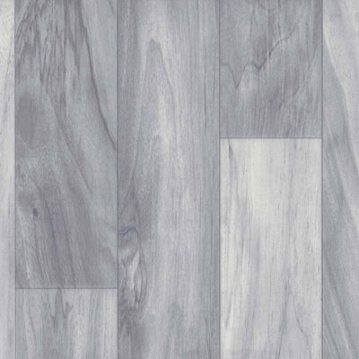 Grey Modern Wood Effect Anti-Slip Vinyl Flooring for Home, Shops ...