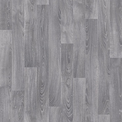 Grey Modern Wood Effect Anti-Slip Vinyl Flooring for Home, Shops ...