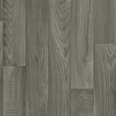 Grey Modern Wood Effect Anti-Slip Vinyl Flooring for Home, Shops ...