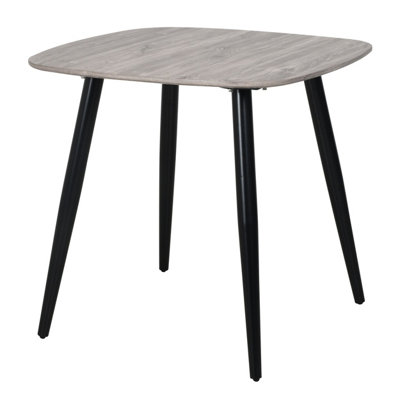 Grey Oak 80cm square Aspen dining table with black tapered legs