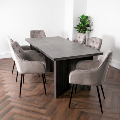 Grey Oak Ascot Dining Table with 6 Chairs | DIY at B&Q