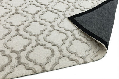 Grey Ogee Wool Handmade Luxurious Modern Easy to Clean Handmade ...