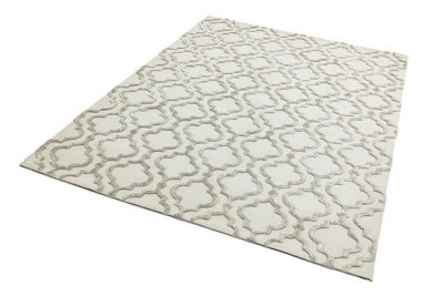 Grey Ogee Wool Handmade Luxurious Modern Easy to Clean Handmade ...