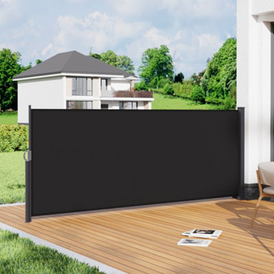 Grey Outdoor Garden Retractable Sun Protection Privacy Side Awning 400 ...