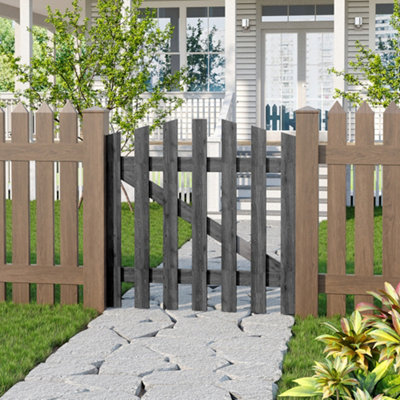 Grey Outdoor Rhombus Wooden Garden Gate Fence Patio Gate Yard Entrance ...