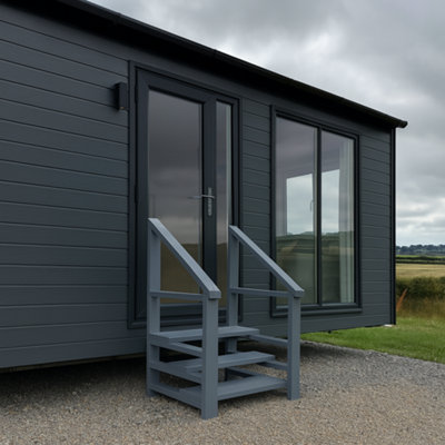 Grey Outdoor Stairs Kit For Caravan and Lodges / Outdoor Wooden (Stairs ...