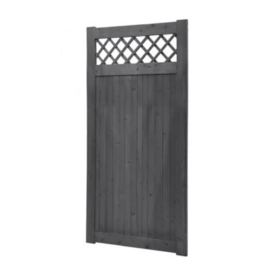 Grey Painted Wooden Side Gate with Rhombus Design and Latch Hardware ...