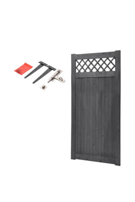 Grey Painted Wooden Side Gate with Rhombus Design and Latch Hardware ...