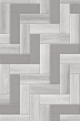 Grey Parquet Vinyl by Remland (Light Grey, 6m x 2m)