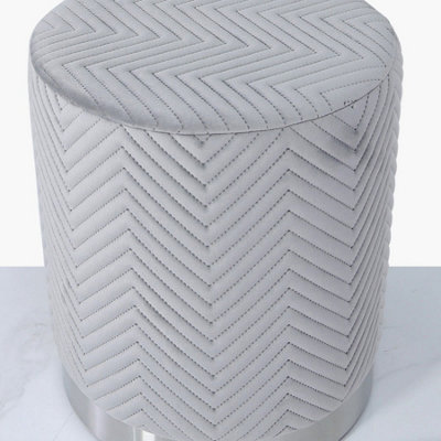 Grey Patterned Round Footstool: Sophisticated Design, Subtle Patterns ...