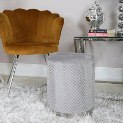 Grey Patterned Round Footstool: Sophisticated Design, Subtle Patterns ...