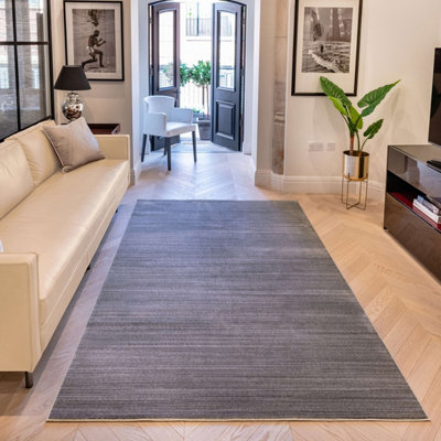 Grey Plain Easy to Clean Rug Modern Rug for Bedroom & Living Room-300cm X 400cm | DIY at B&Q