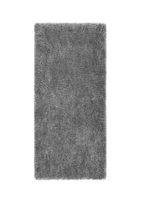 Grey Plain Rug, 50mm Thick Anti-Shed Rug, Handmade Luxurious Modern ...