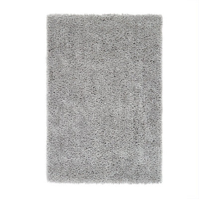 Grey Plain Shaggy Rug, Anti-Shed Easy to Clean Rug, Handmade Rug for ...