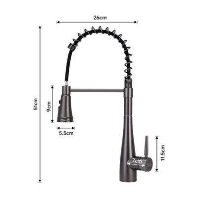 Grey Pre-rinse Pull-Down Swivel Kitchen Tap Mixer Tap
