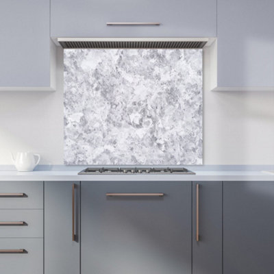 Grey Quartz Effect Premium Glass Kitchen Splashback W600mm x H600mm