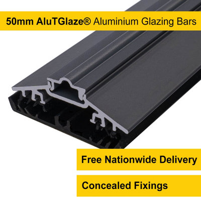 Grey Rafter Supported 50mm Wide AluTGlaze Aluminium Glazing Bar With ...