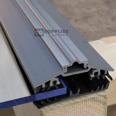 Grey Rafter Supported 50mm Wide AluTGlaze Aluminium Glazing Bar With ...