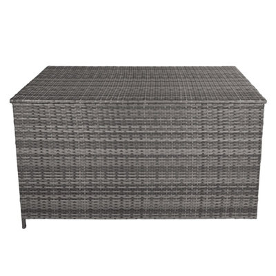 Grey Rattan Garden Storage Box Large 582L Outdoor Chest