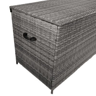 Grey Rattan Garden Storage Box Large 582L Outdoor Chest