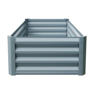 Grey Rectangular Galvanized steel Garden Flower Bed Galvanized Raised ...