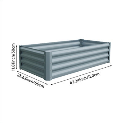 Grey Rectangular Galvanized steel Garden Flower Bed Galvanized Raised ...