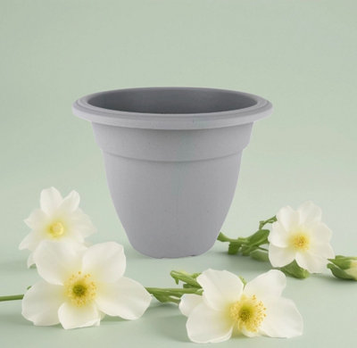 Grey Round Bell Plant Pots 30cm Plastic Bell Planter Patio Pot