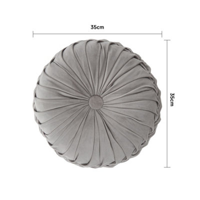 Grey Round Velvet Pillow Sofa Cushion 35cm