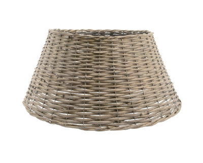 Grey Round Wicker Christmas Tree Skirt Tree Decor Base Floor Basket ...
