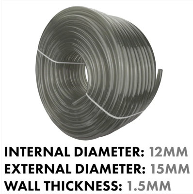 Grey Semi-Transparent PVC Pipe 12mmx15mm - 1 Meter