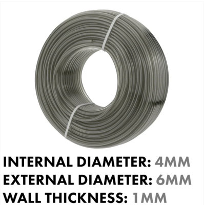 Grey Semi-Transparent PVC Pipe 4mmx6mm - 10 Meters
